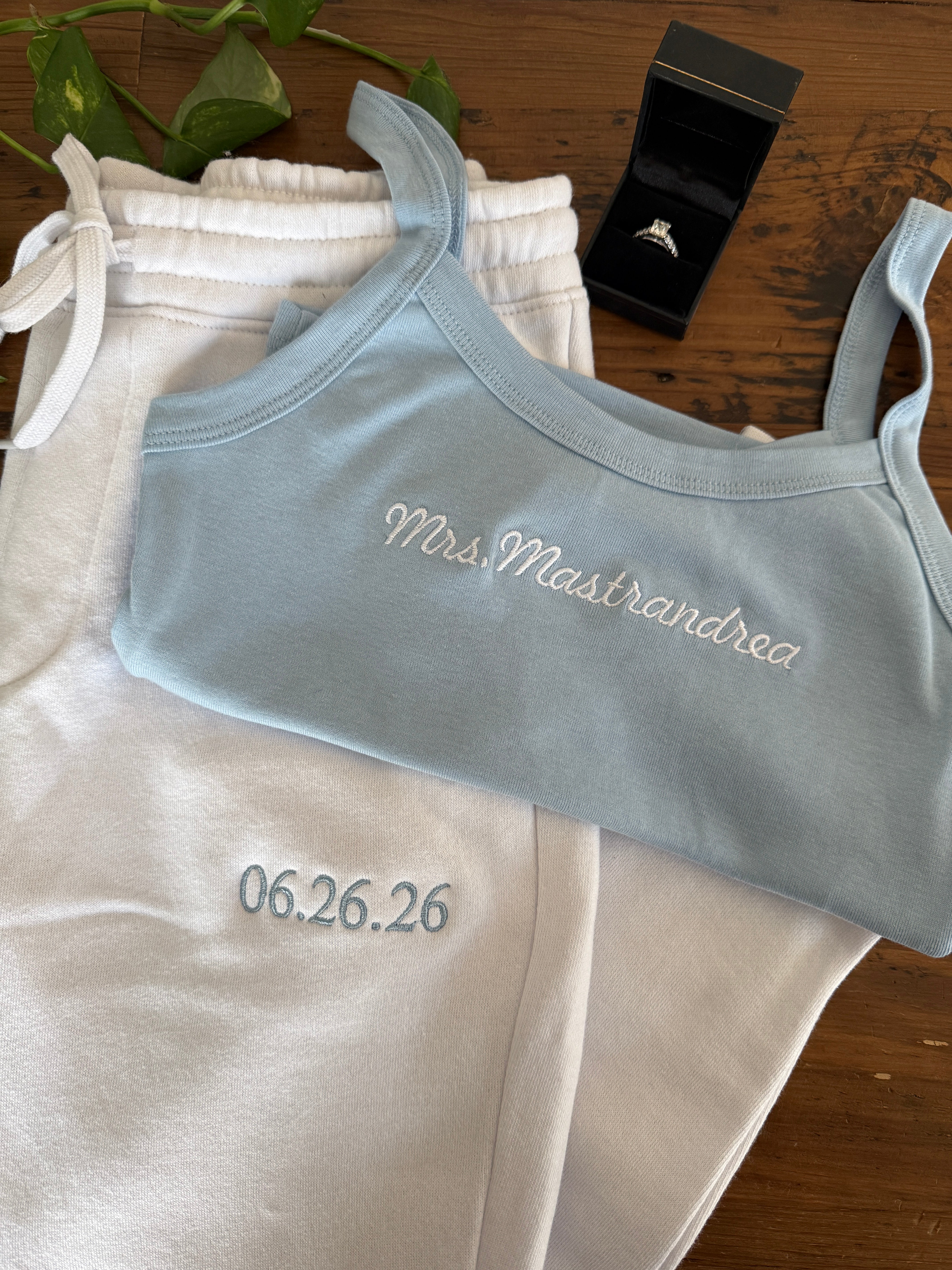 Custom Embroidered Women’s Mrs. Tank and Sweatpants Set – Dearly Threaded